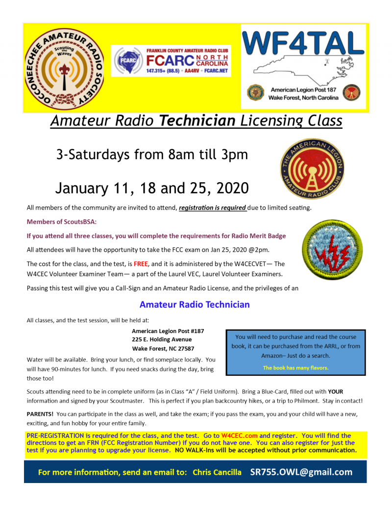 TALARC Post 187 in Wake Forest, N.C., to hold a Technician licensing ...