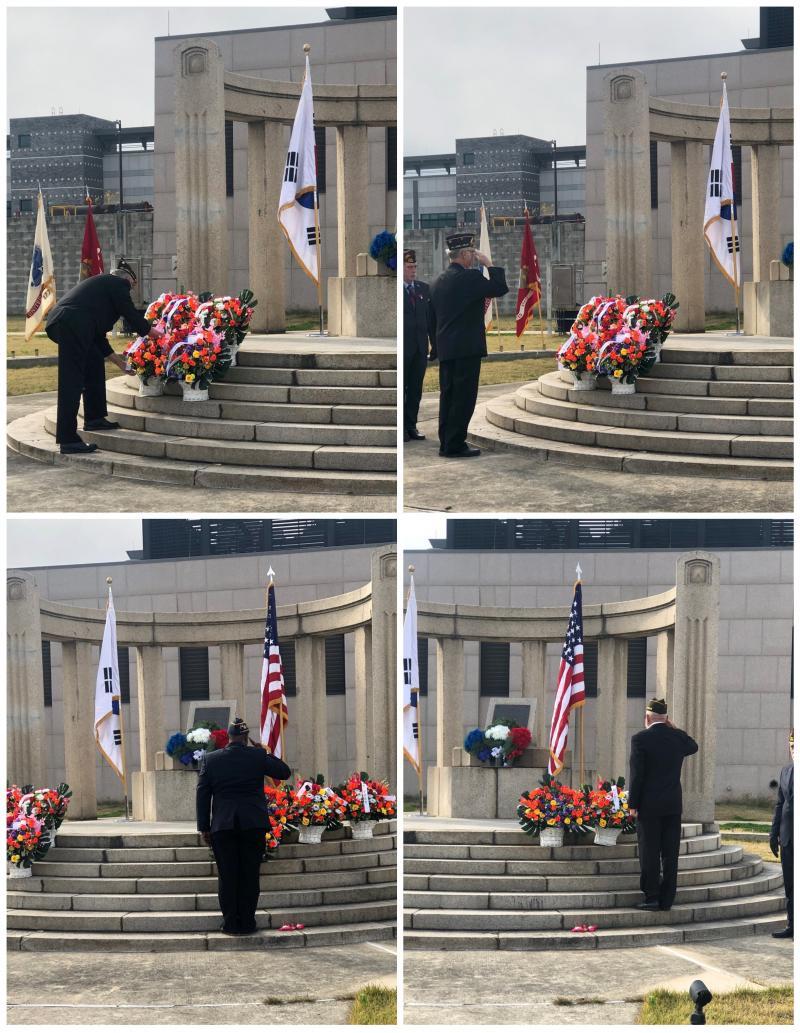 American Legionnaires at the Army Memorial Monument on Camp Humphreys ...